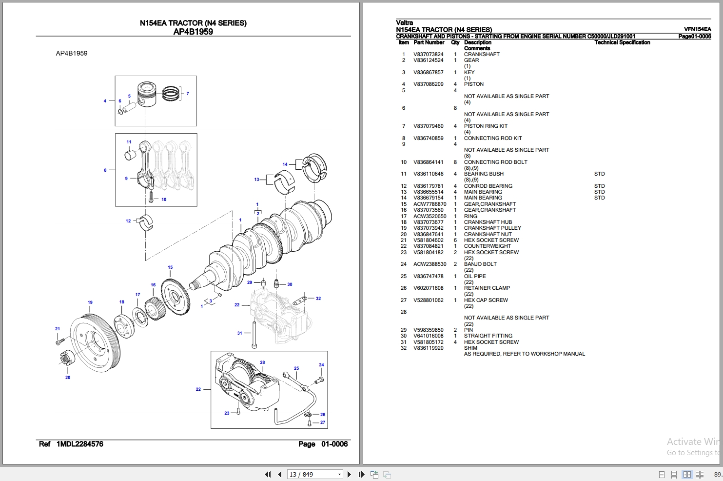Valtra Tractor N4 Series N154EA Parts Catalog VFN154EA