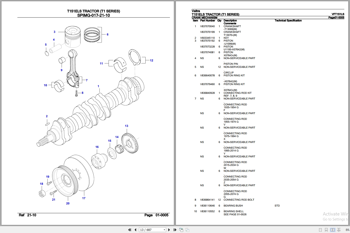 Valtra Tractor T1 Series T151ELS Parts Catalog VFT151LS