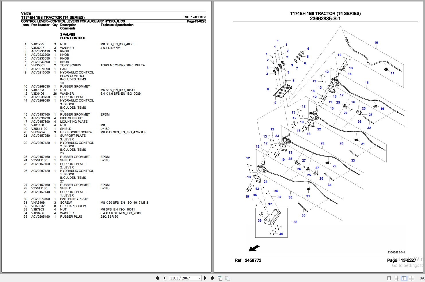 Valtra Tractor T4 Series T174EH 1B8 Parts Catalog VFT174EH1B8