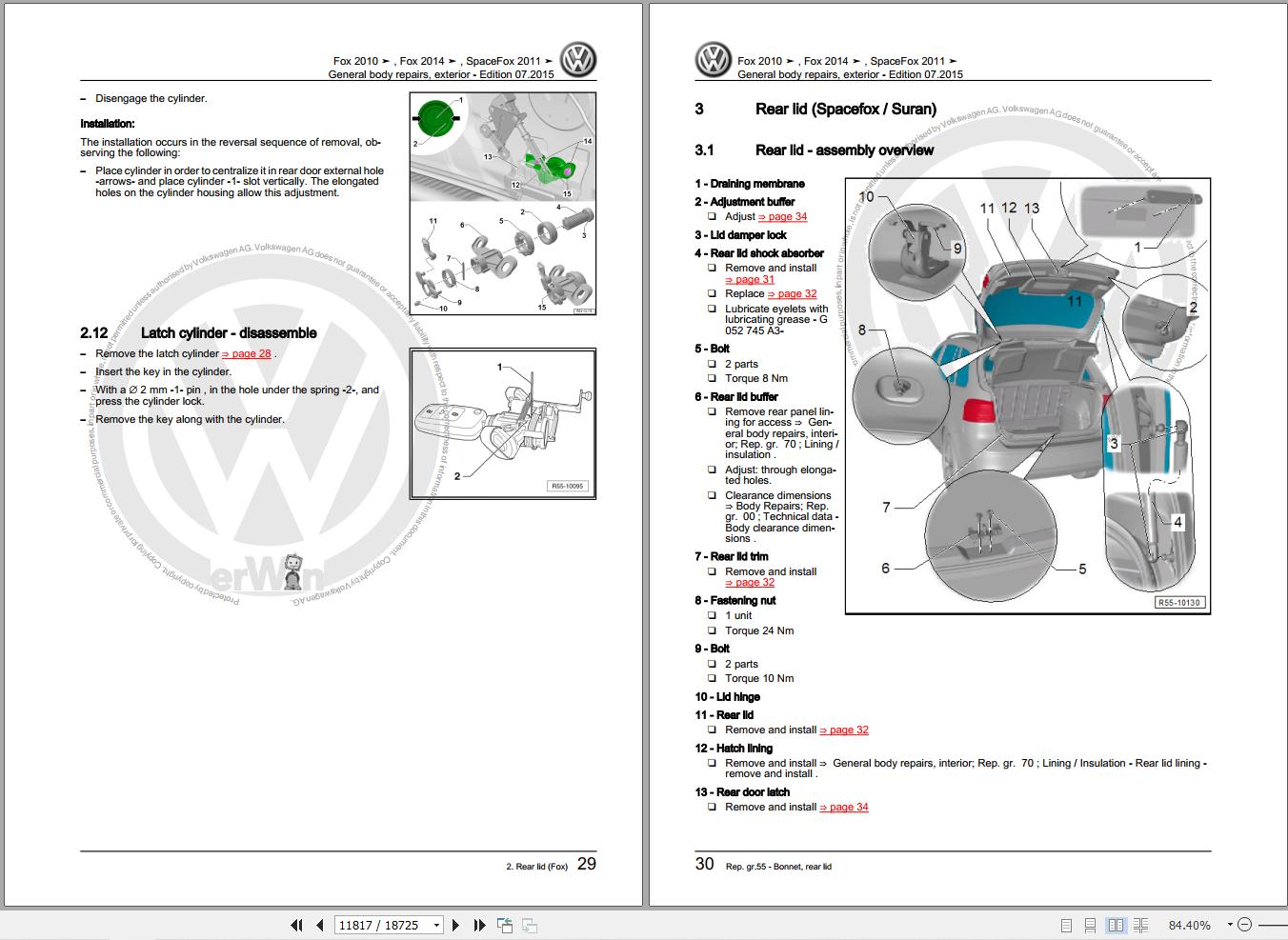 Volkswagen FOX 5Z 5Z1 5Z3 5Z6 5Z7 Workshop Manual 2004-2017