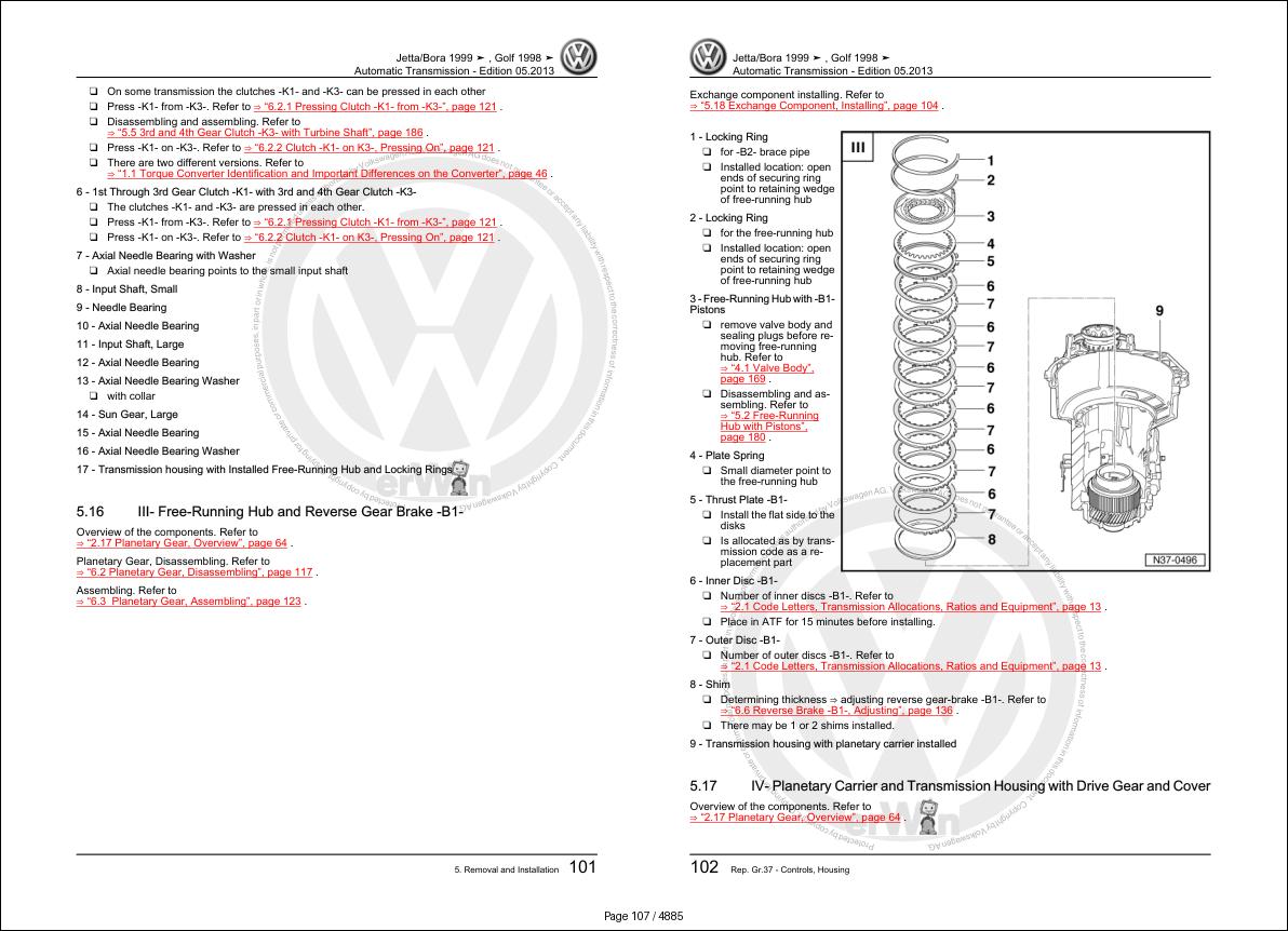Volkswagen Golf Mexico 9B3 Workshop Manual 1998-2004