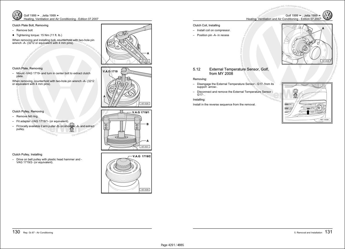 Volkswagen Golf Mexico 9B3 Workshop Manual 1998-2004