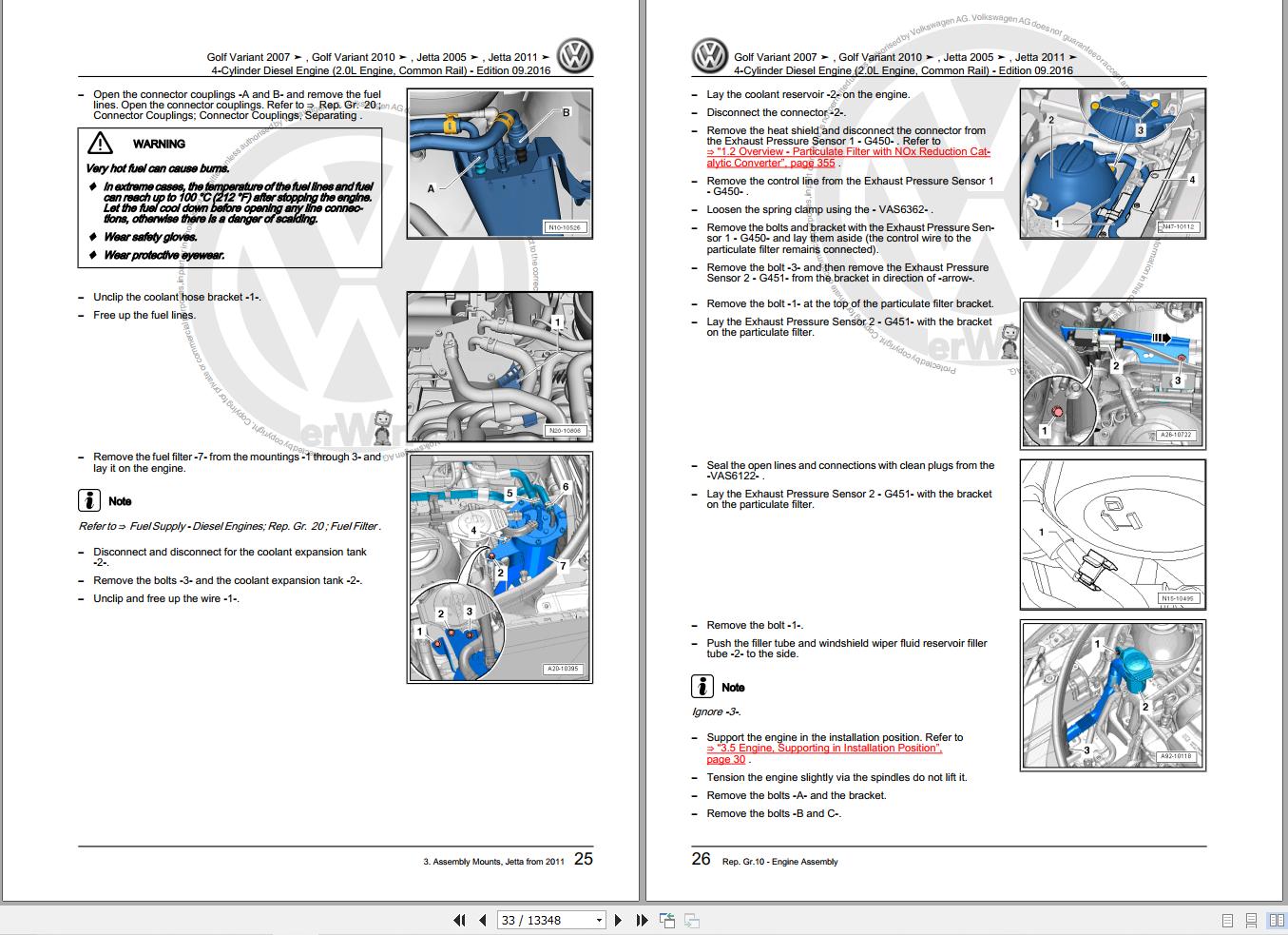 Volkswagen Jetta Sedan Hybrid GLI Workshop Manual 2011-2017