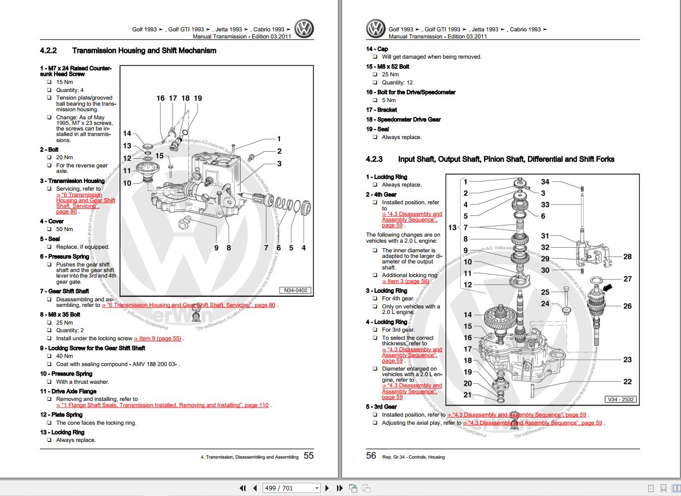 Volkswagen Jetta USA 1W2 Workshop Manual 1992-1998