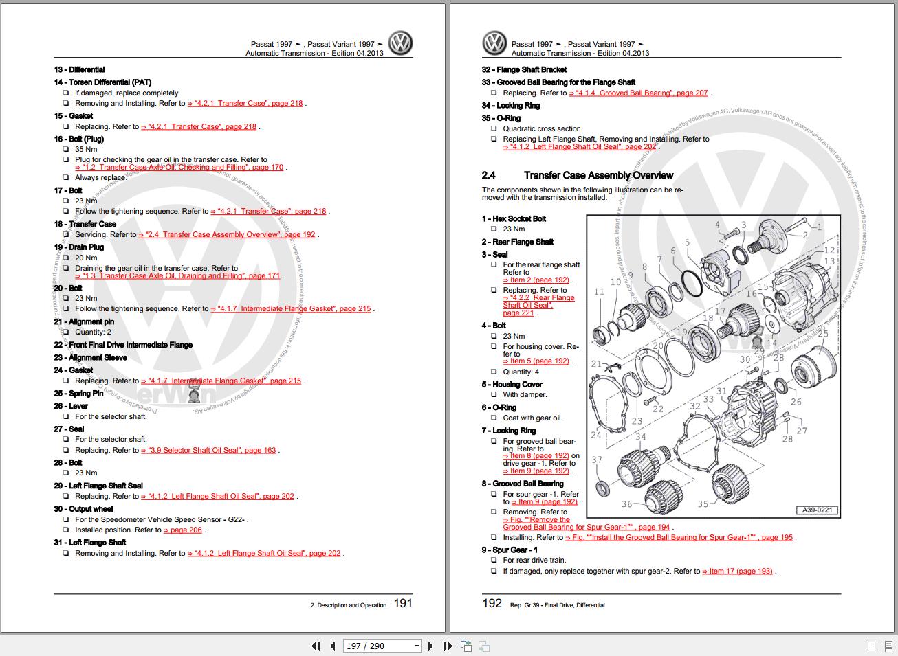 Volkswagen PASSAT Workshop Manual 1998-2005
