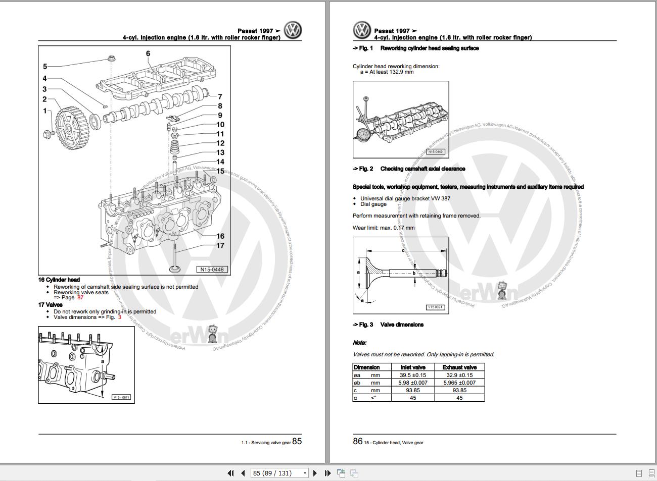 Volkswagen Passat 3B 3B2 3B5 Workshop Manual 1997-2005