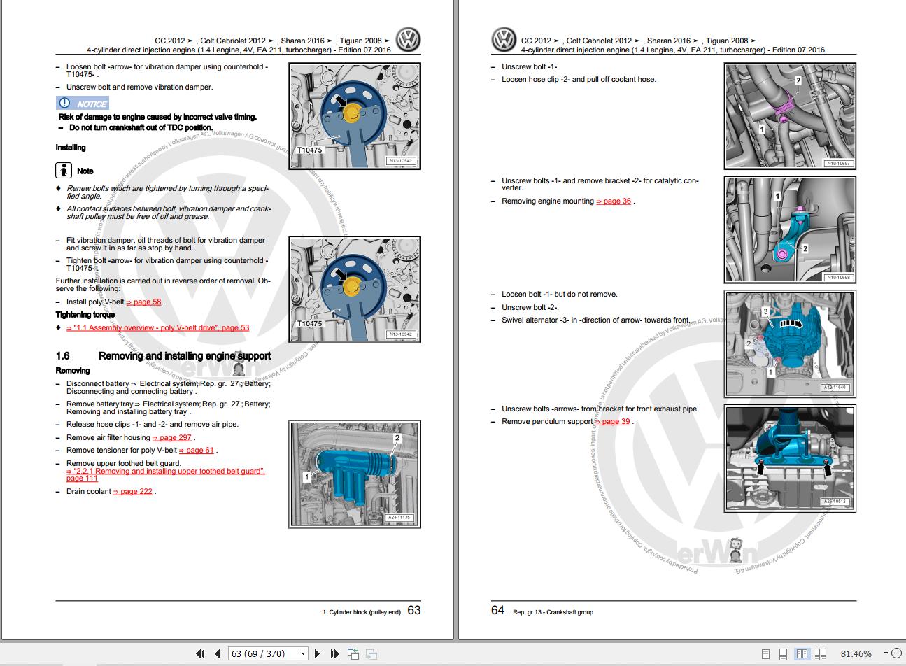 Volkswagen Passat CC 357 358 Workshop Manual 2008-2016