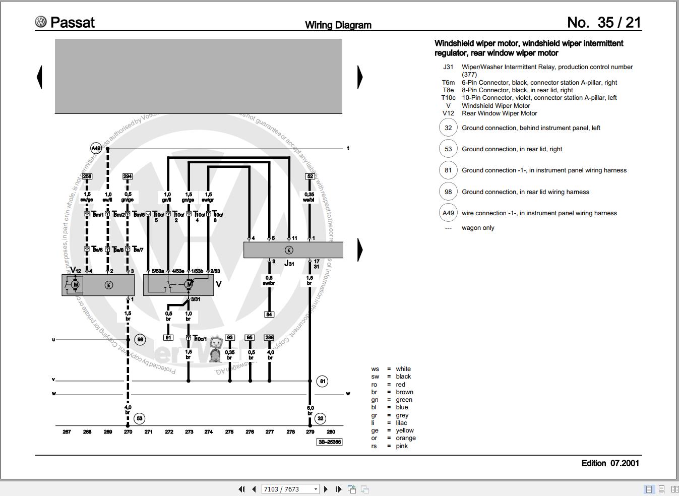 Volkswagen Passat Variant Workshop Manual 2001-2005