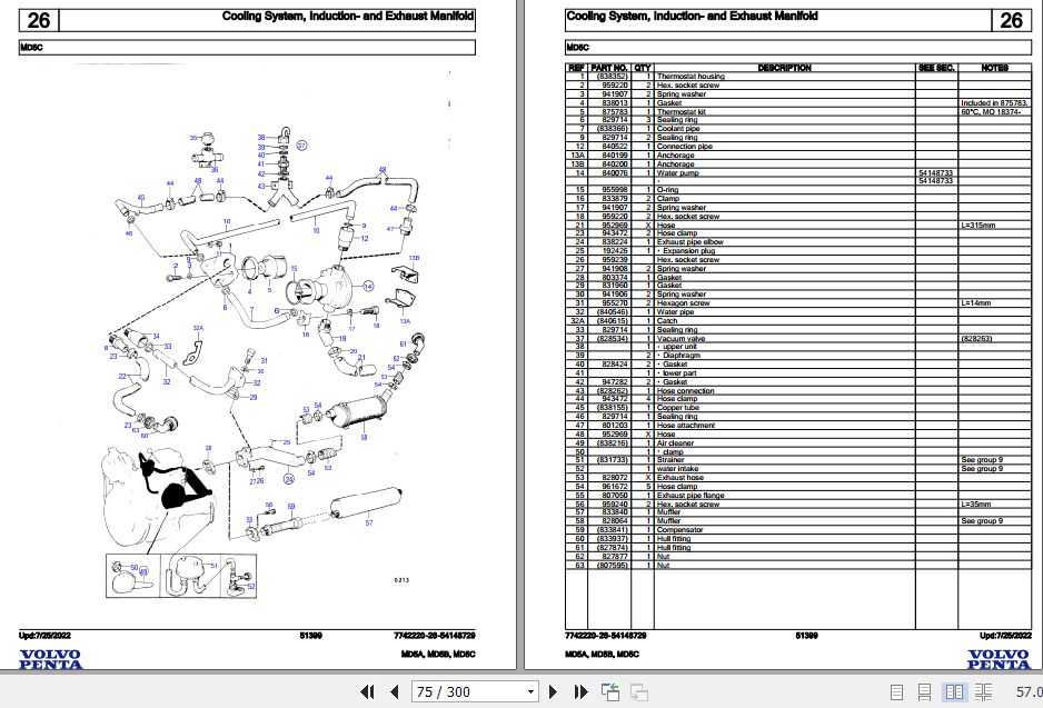 Volvo Penta Marine Diesel Engines MD5A MD5B MD5C Parts Catalog