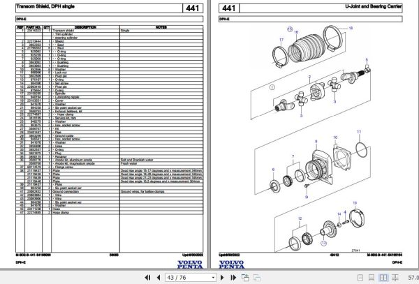 Volvo Penta Marine Drives Transmissions DPH-E Parts Catalog