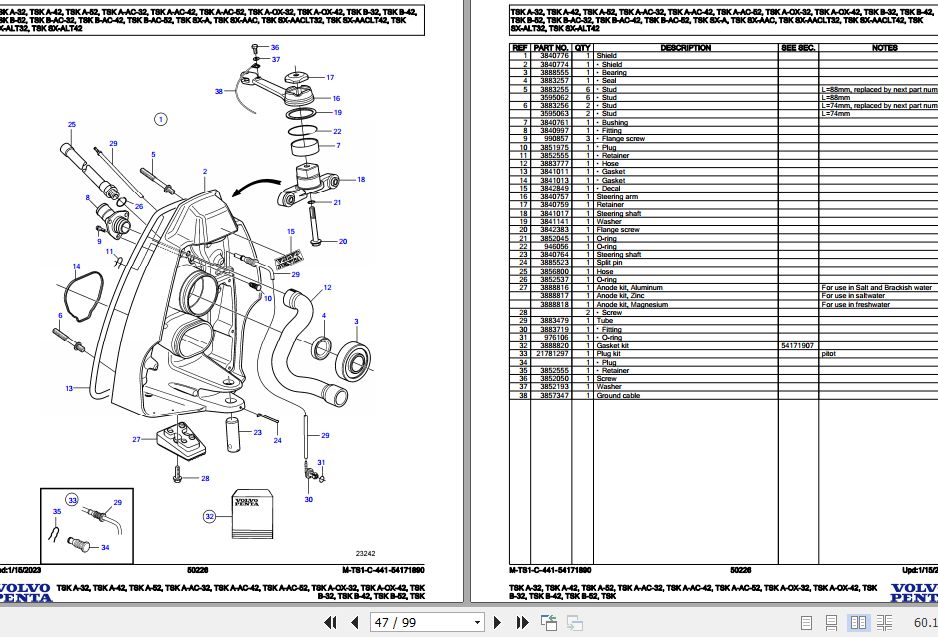 Volvo Penta Marine Drives Transmissions TSK A-32 to TSK Parts Catalog