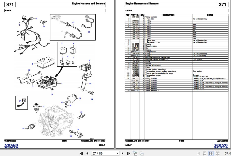 Volvo Penta Marine Gasoline Engines 4.3GL-P Parts Catalog