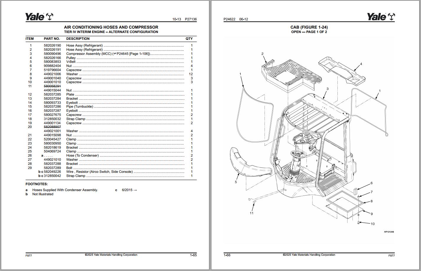 Yale Forklift F877 GDP300EC GDP330EC GDP360EC Parts Service Manual 2025