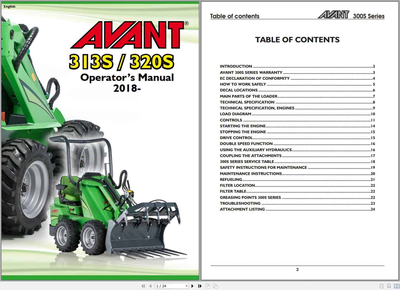 Avant Loader and Attachment Operator Manual PDF 2025