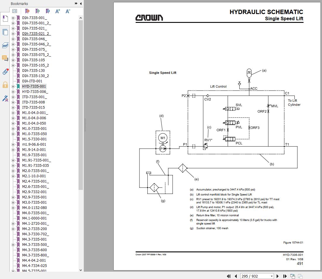 Crown Order Picker SP3500 Service Manual and Schematics
