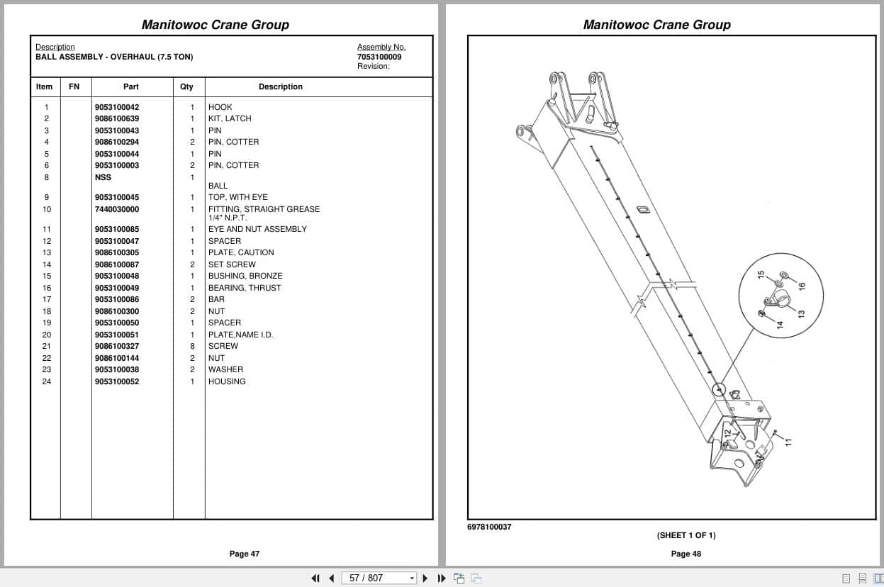 Grove Crane RT540E 227128 Parts Manual 2007