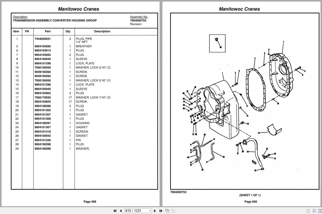Grove Crane RT635C 87940 Parts Manual 2016