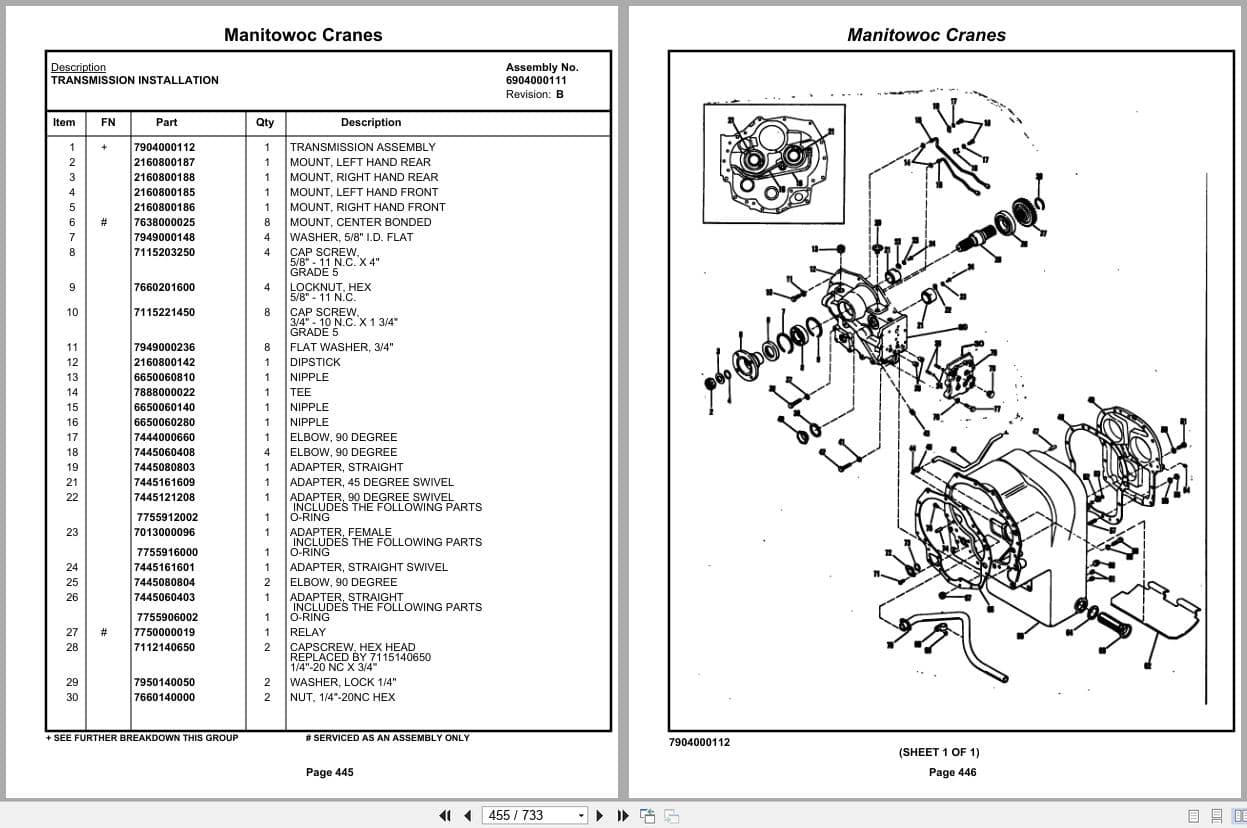Grove Crane RT740 50706 Parts Manual 2020
