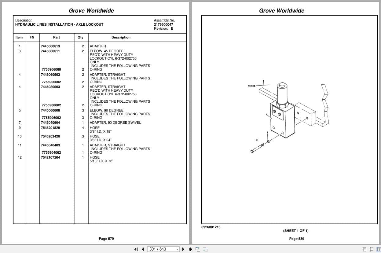 Grove Crane RT745 76818 Parts Manual 2003