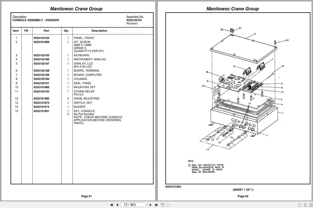 Grove Crane RT745 79024 Parts Manual 2006