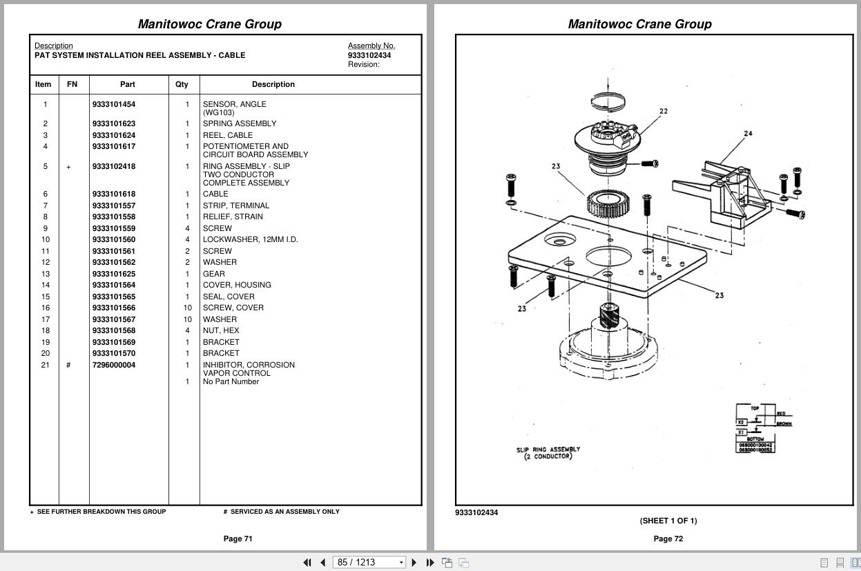 Grove Crane RT855B 82078 Parts Manual 2006