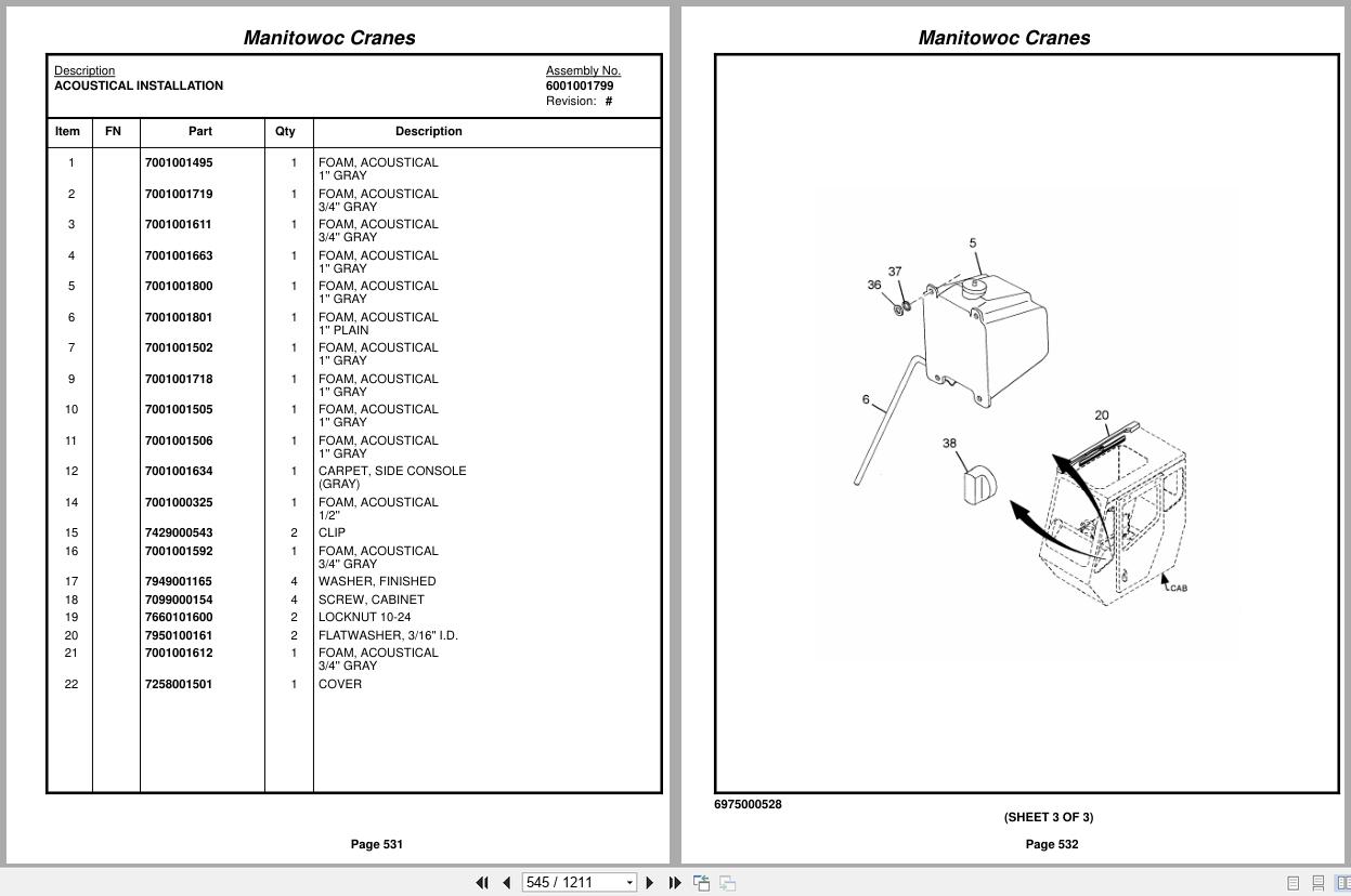 Grove Crane RT855B 86134 Parts Manual 2014