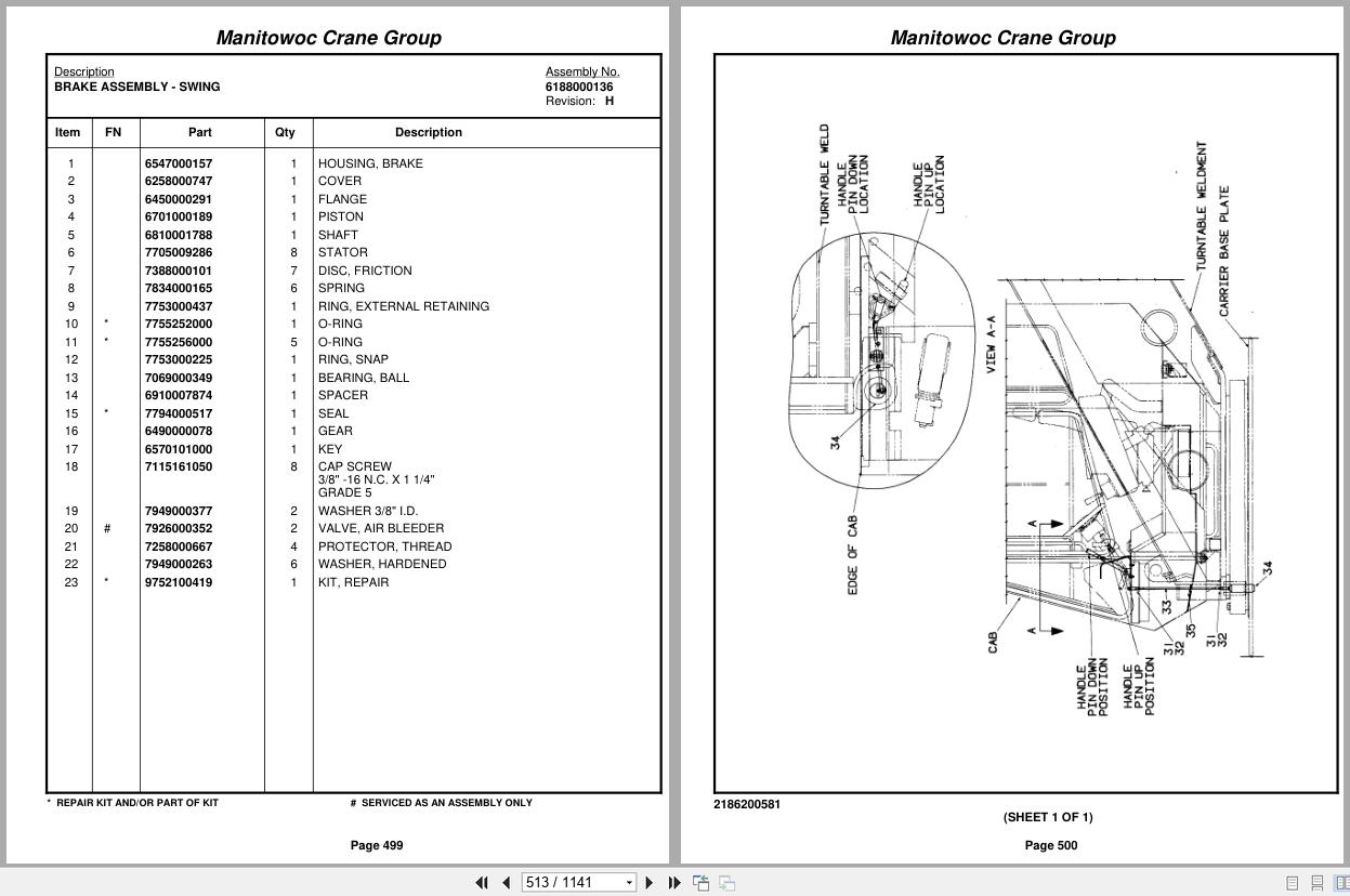Grove Crane RT865B 78004 Parts Manual 2005