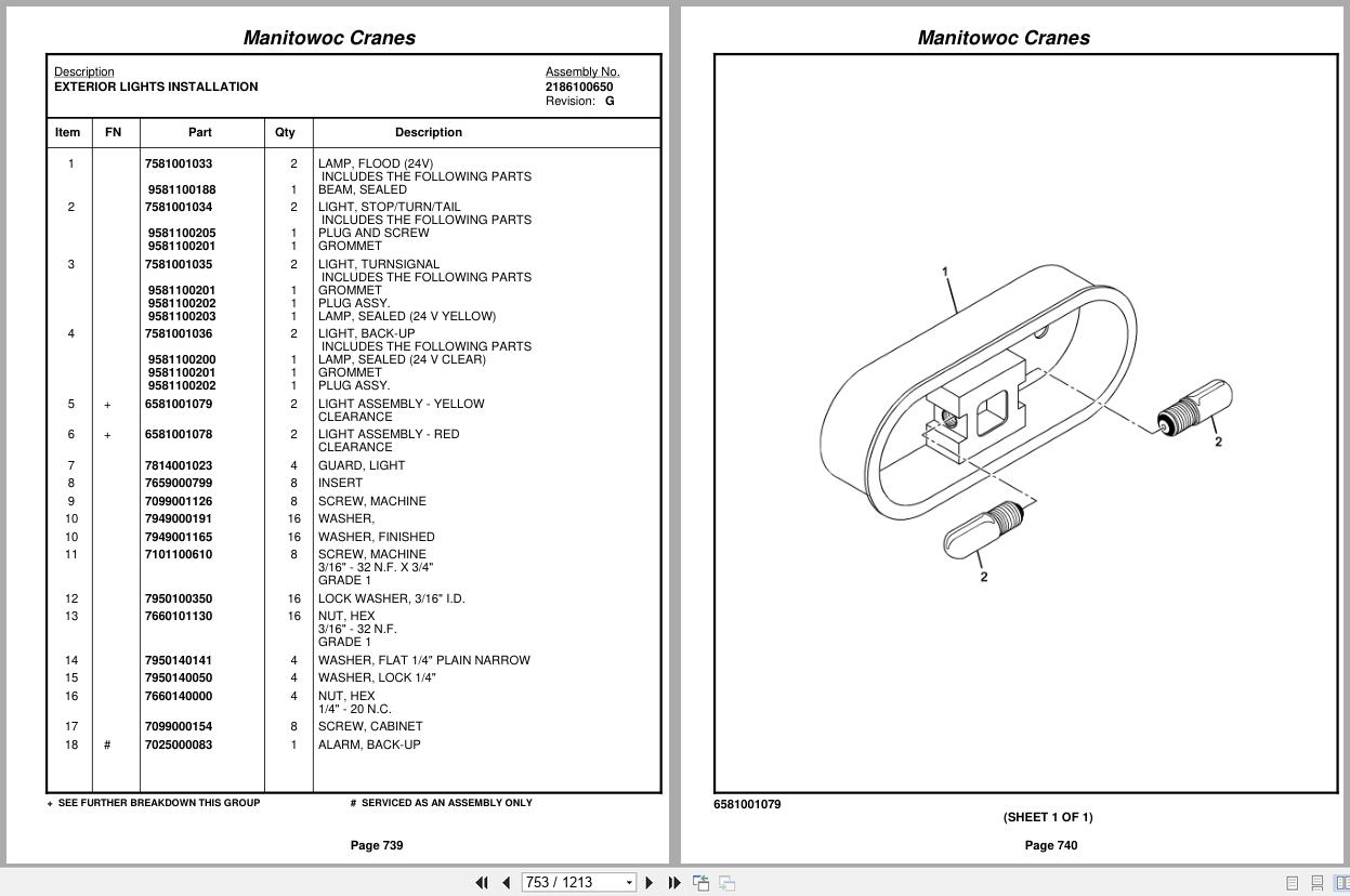 Grove Crane RT865B 84247 Parts Manual 2010