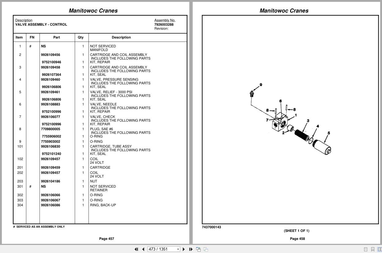 Grove Crane RT865B 84973 Parts Manual 2011