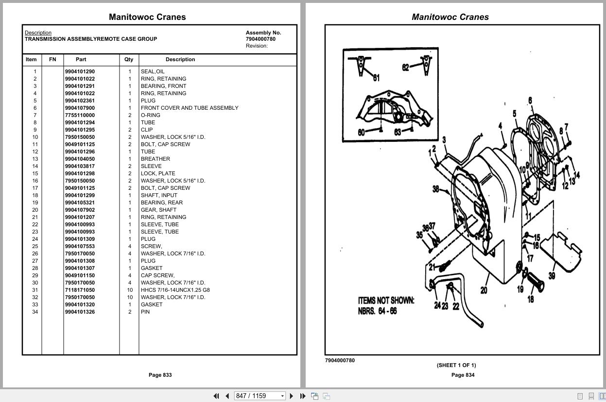 Grove Crane RT865B 87385 Parts Manual 2020
