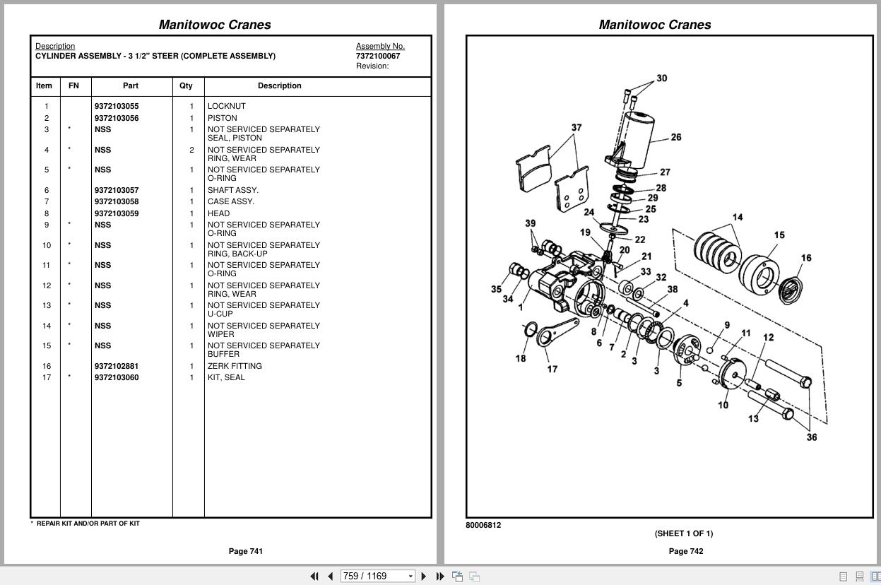 Grove Crane RT9000E 228883 Parts Manual 2016