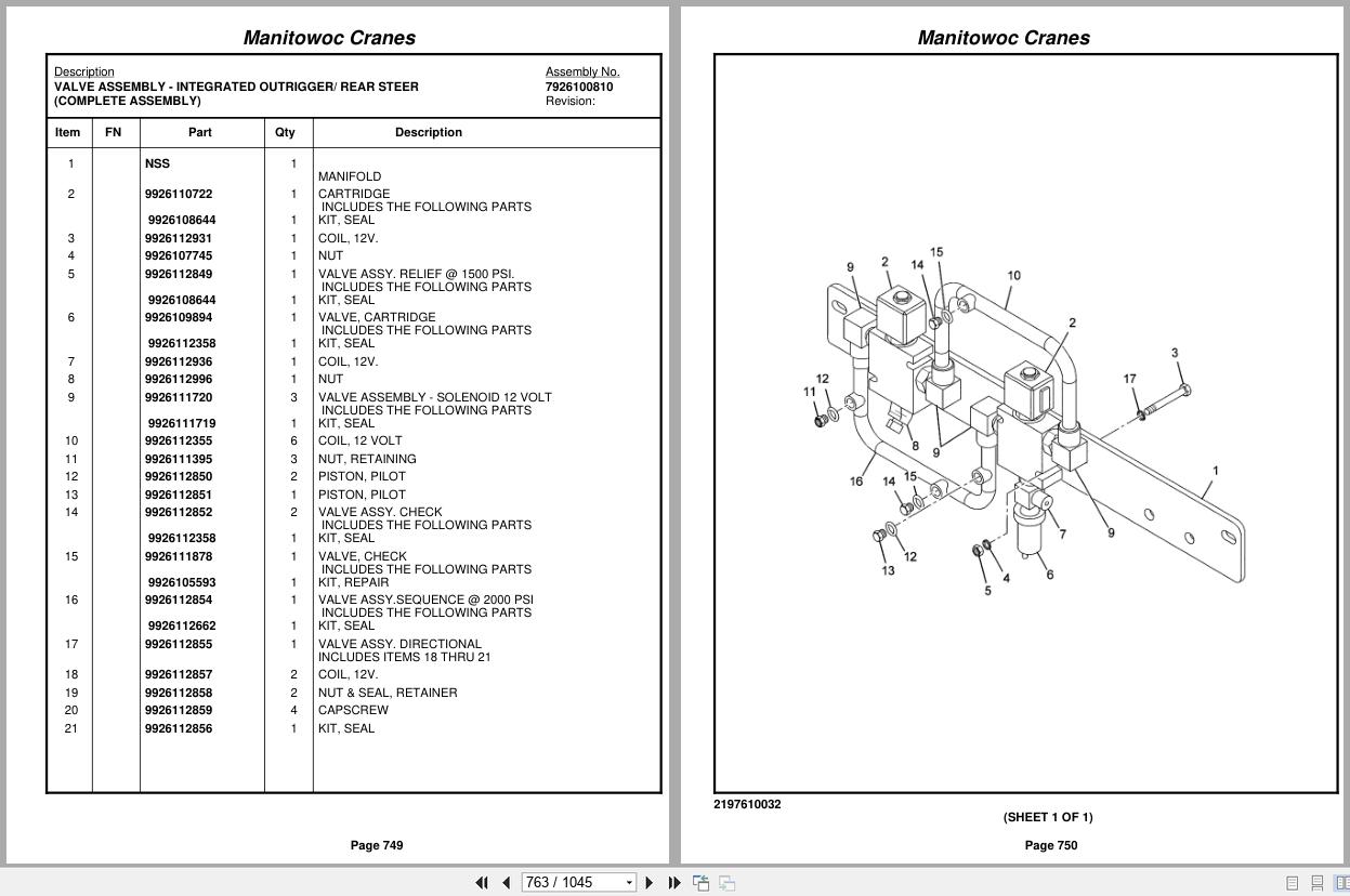 Grove Crane RT9000E 229875 Parts Manual 2009