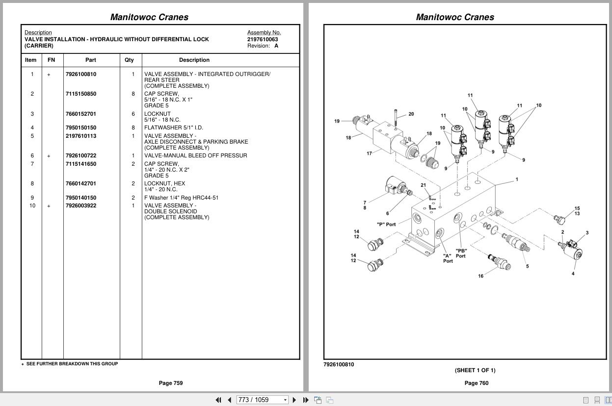Grove Crane RT9000E 230537 Parts Manual 2009