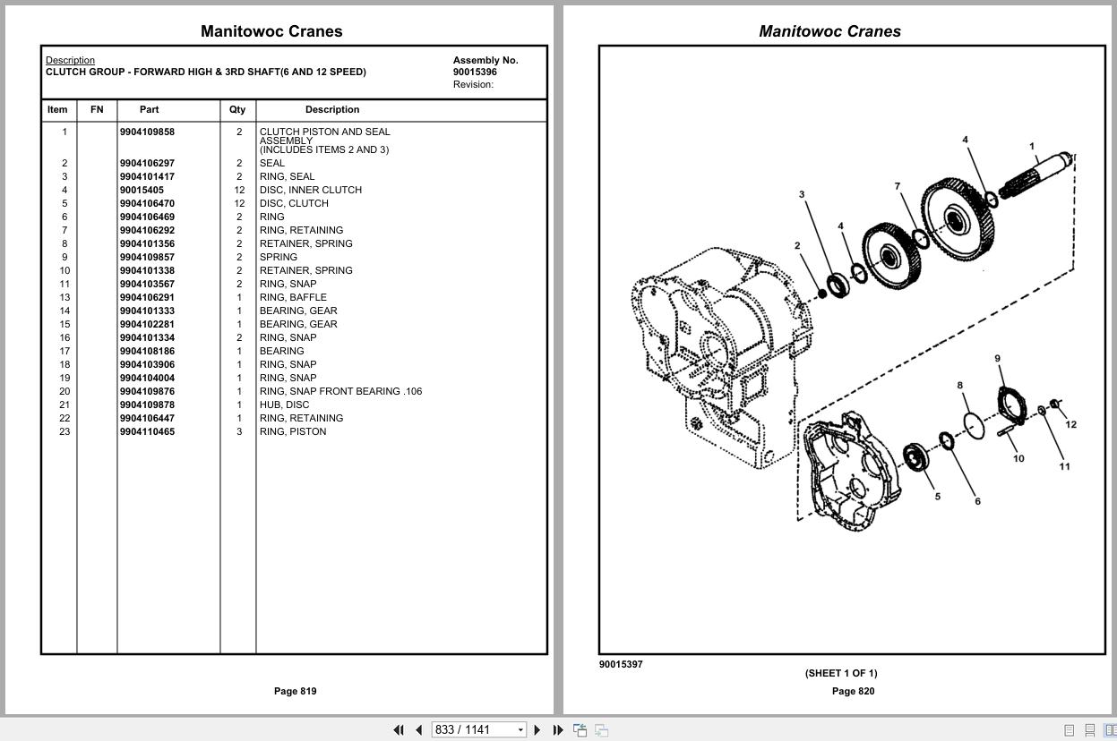 Grove Crane RT9000E 231469 Parts Manual 2019