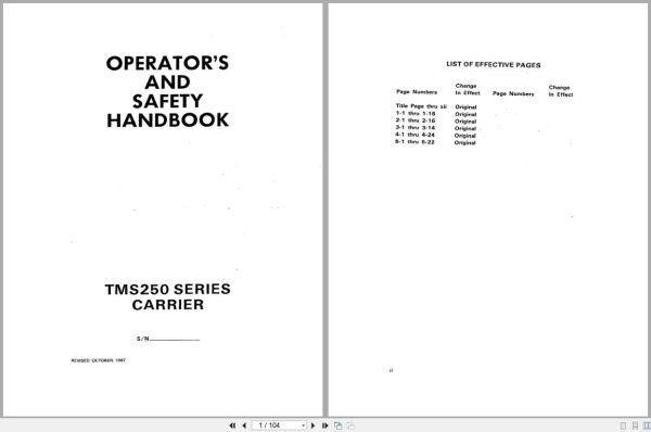 Grove Crane TMS250 Series Operator And Safety Handbook