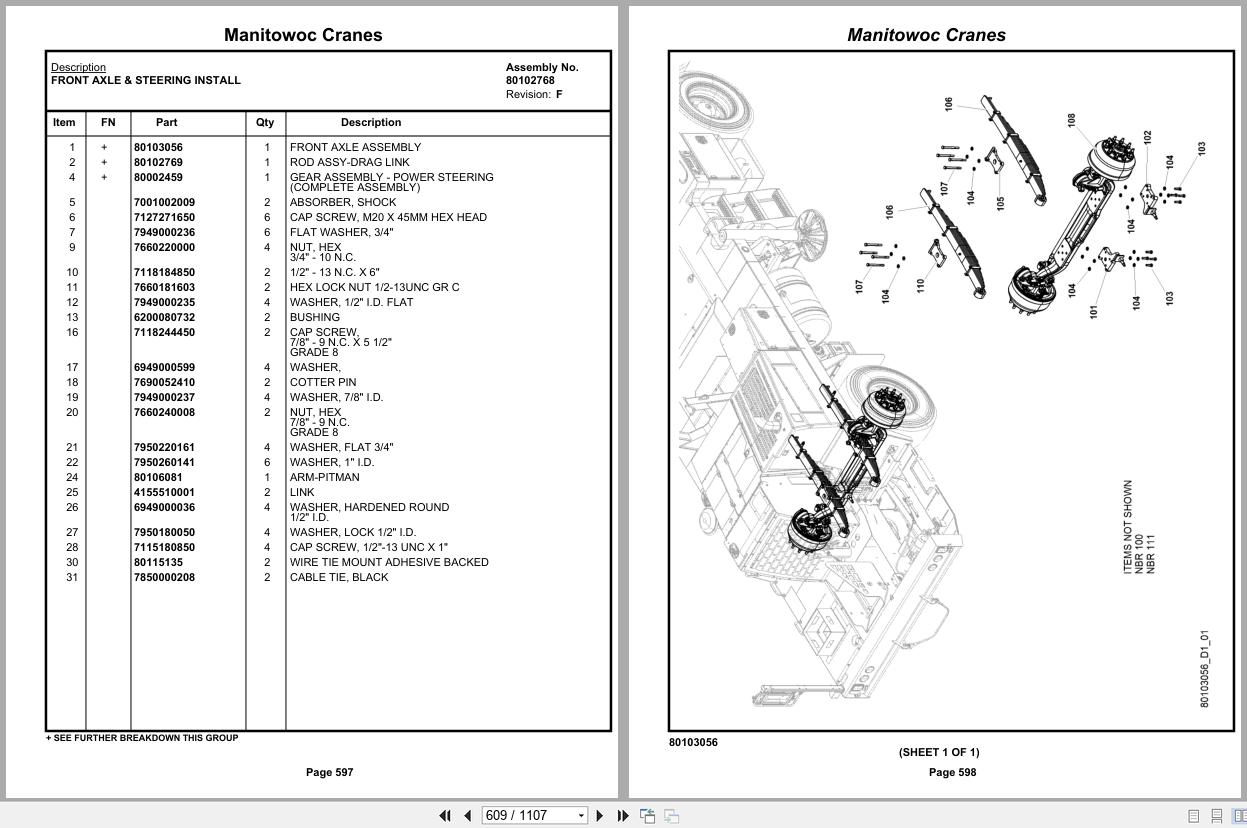 Grove Crane TMS500E-2 236620 Parts Manual 2020