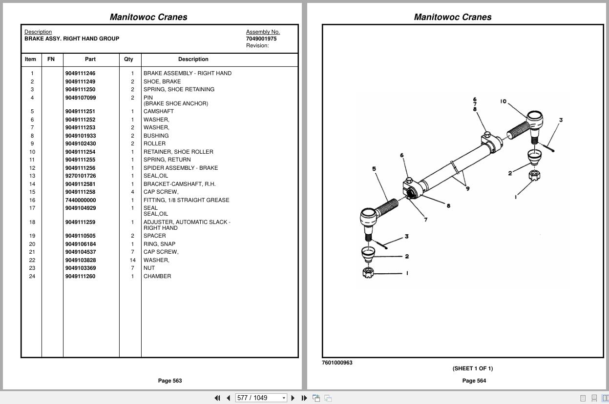 Grove Crane TMS500E 222155 Parts Manual 2014