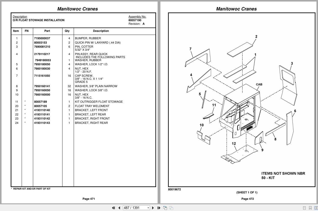 Grove Crane TMS760E 235347 Parts Manual 2016