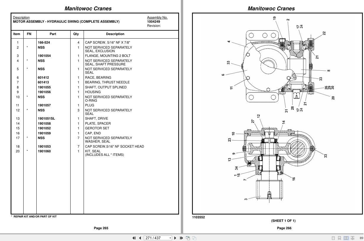 Grove Crane YB4411 321719 Parts Manual 2017