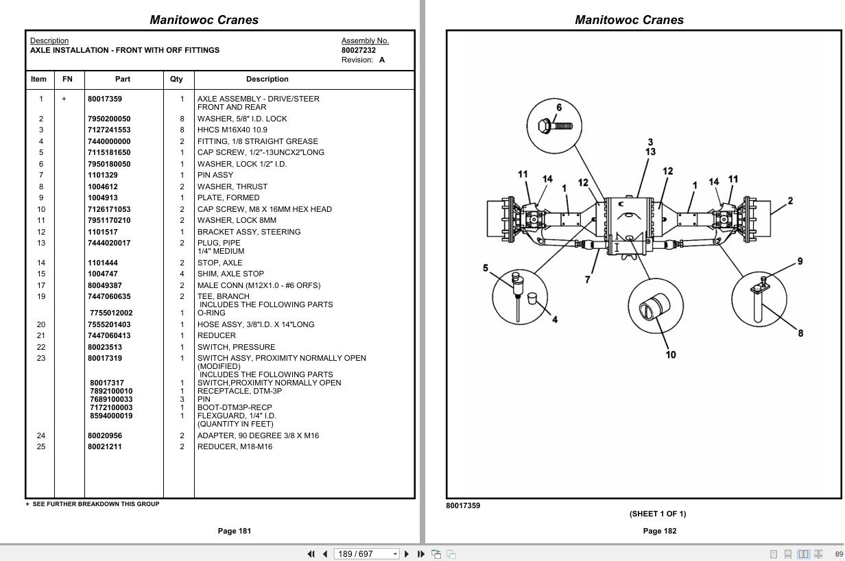 Grove Crane YB7725 322175 Parts Manual 2013