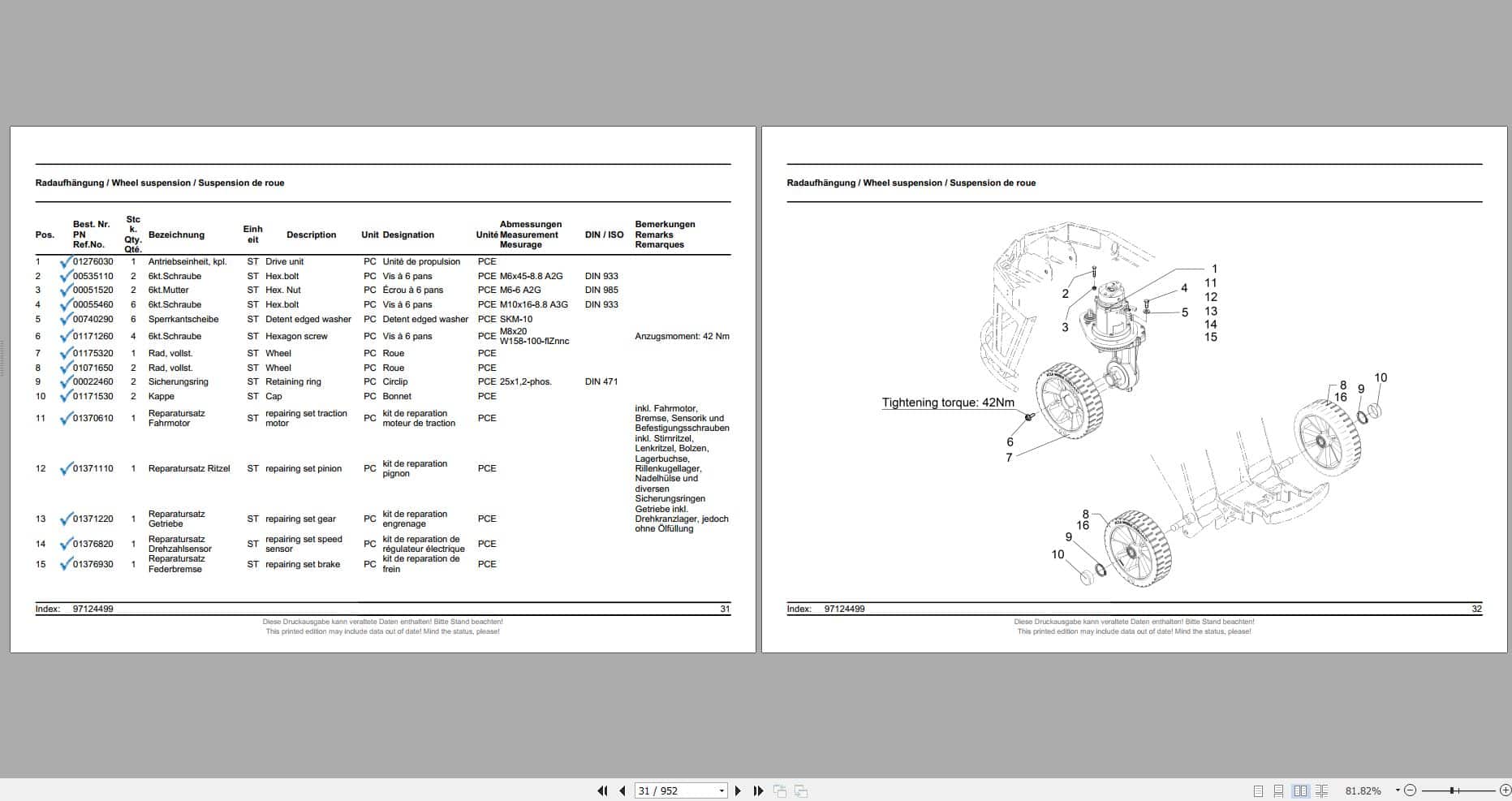 Hako Floor Scrubber Scrubmaster B260 R Spare Parts Catalog