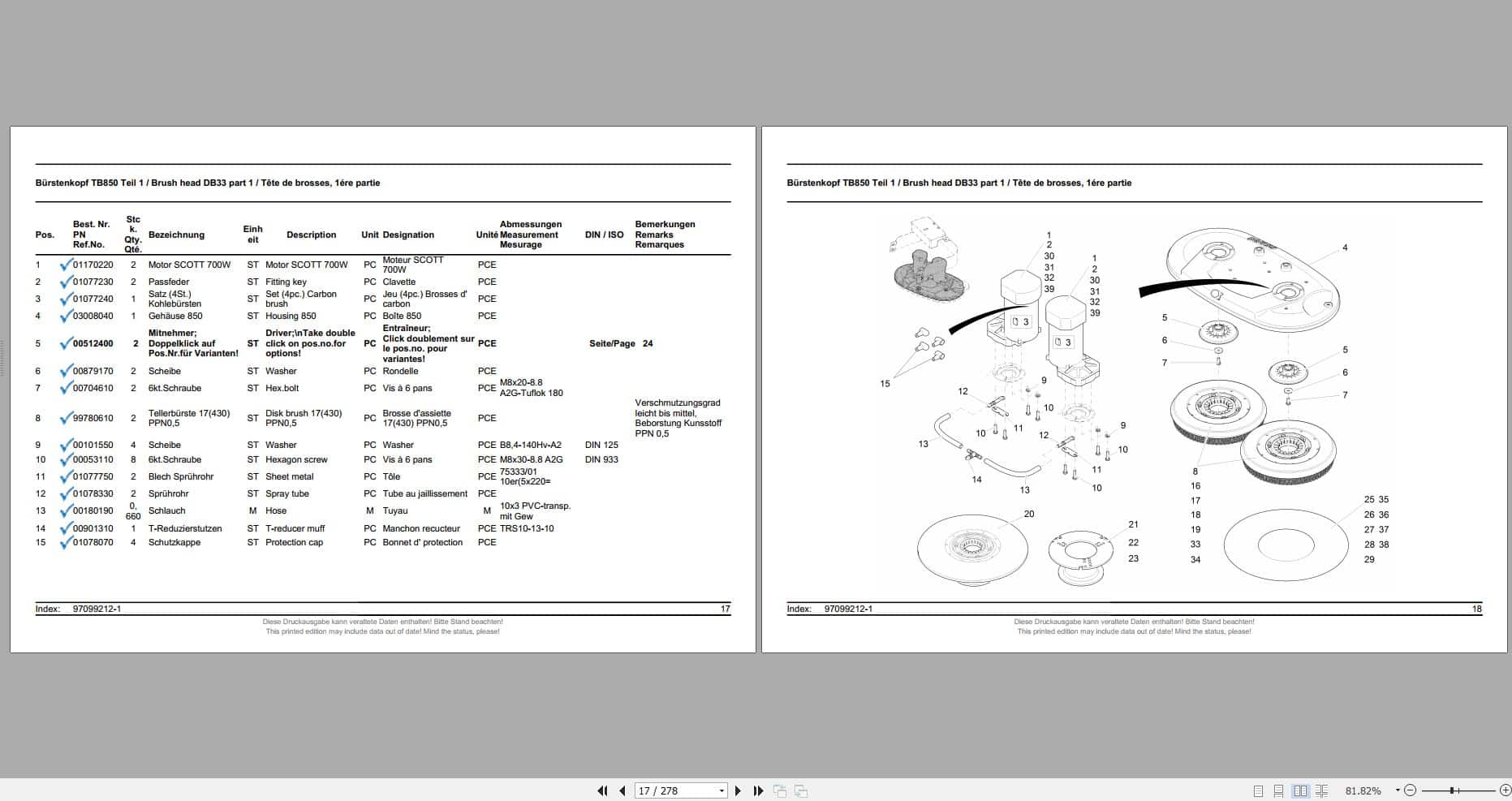 Hako Floor Scrubber Scrubmaster B310 R Spare Parts Catalog