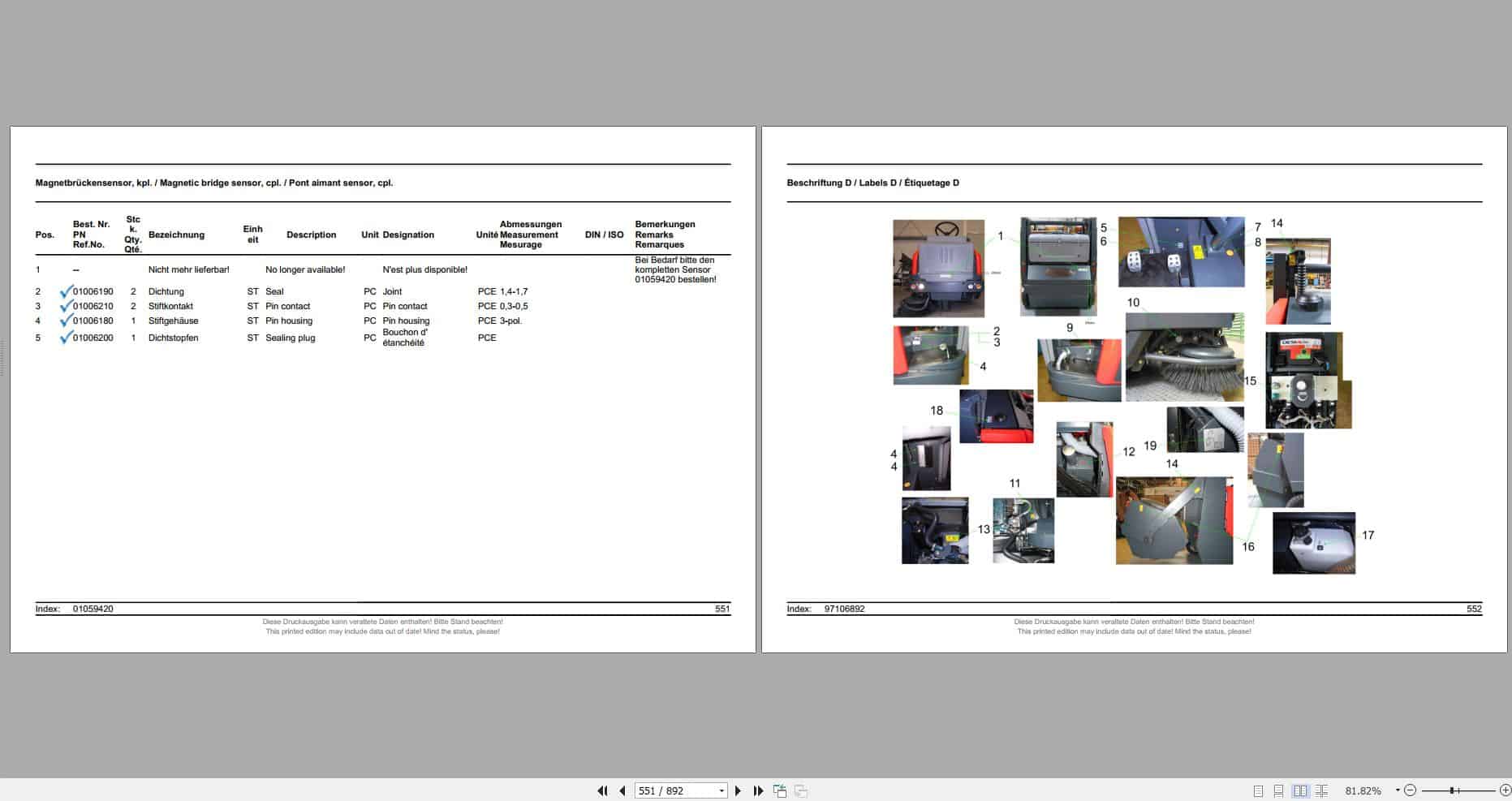 Hako Sweeper Jonas 900 Spare Parts Catalog