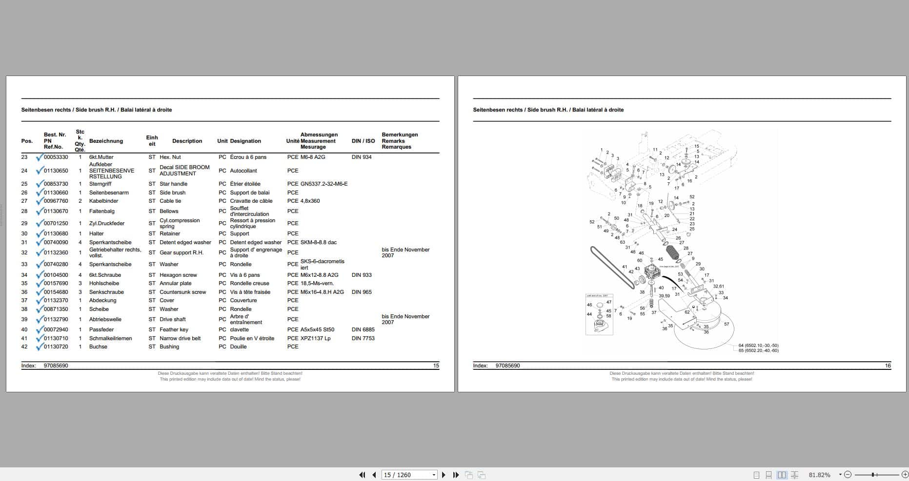Hako Sweeper Sweepmaster 800 Spare Parts Catalog