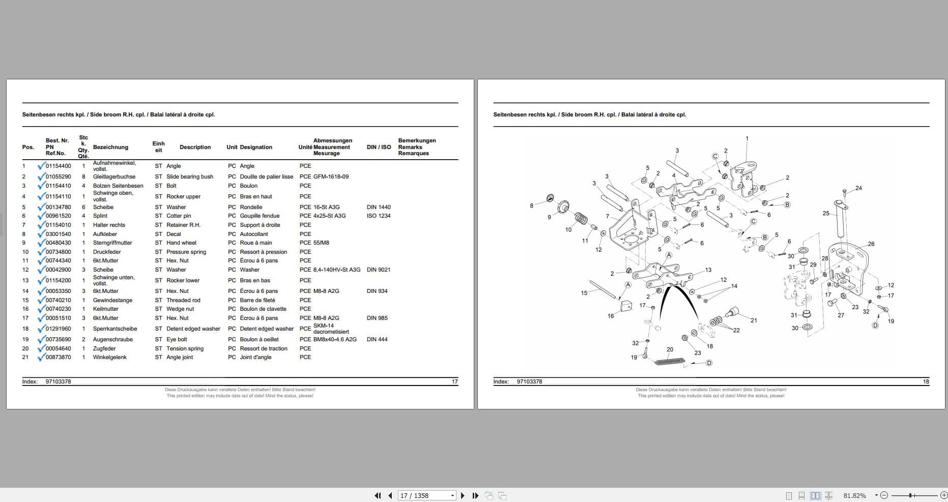 Hako Sweeper Sweepmaster 980 Spare Parts Catalog
