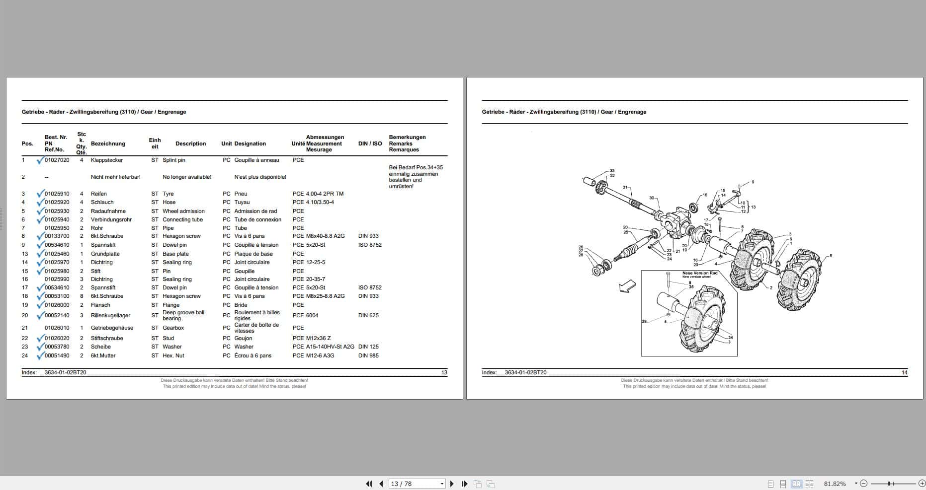 Hako Sweeper Variette 350 Spare Parts Catalog