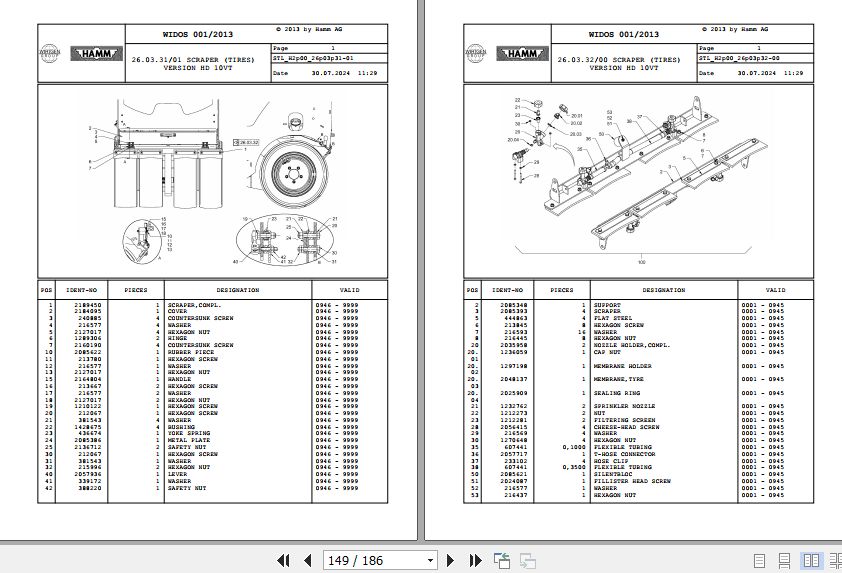 Hamm Compactor HD10 - 12 H2.00 2135980 Spare Parts Catalog