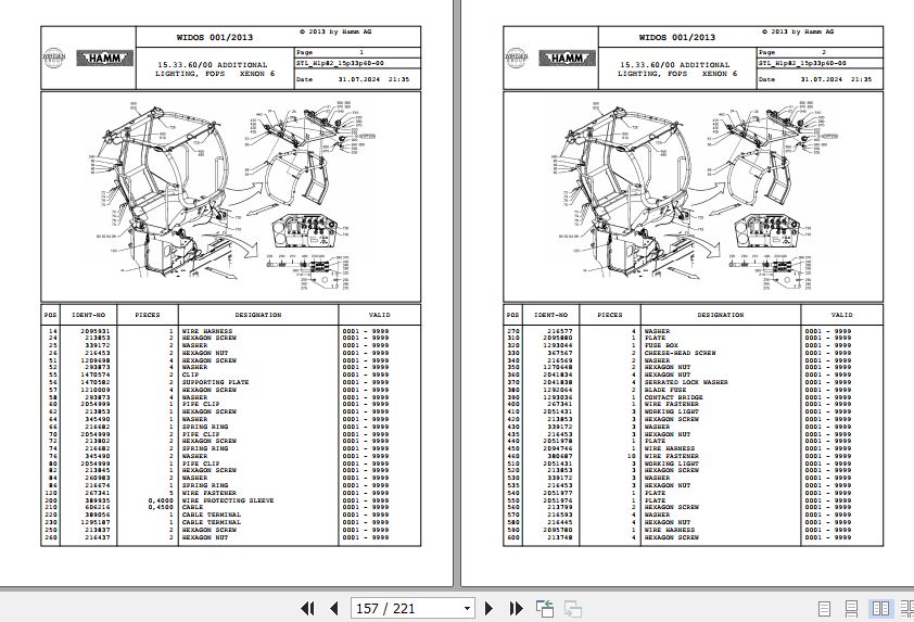 Hamm Roller HD 120 - 130 H1.82 2071881 Spare Parts Catalog