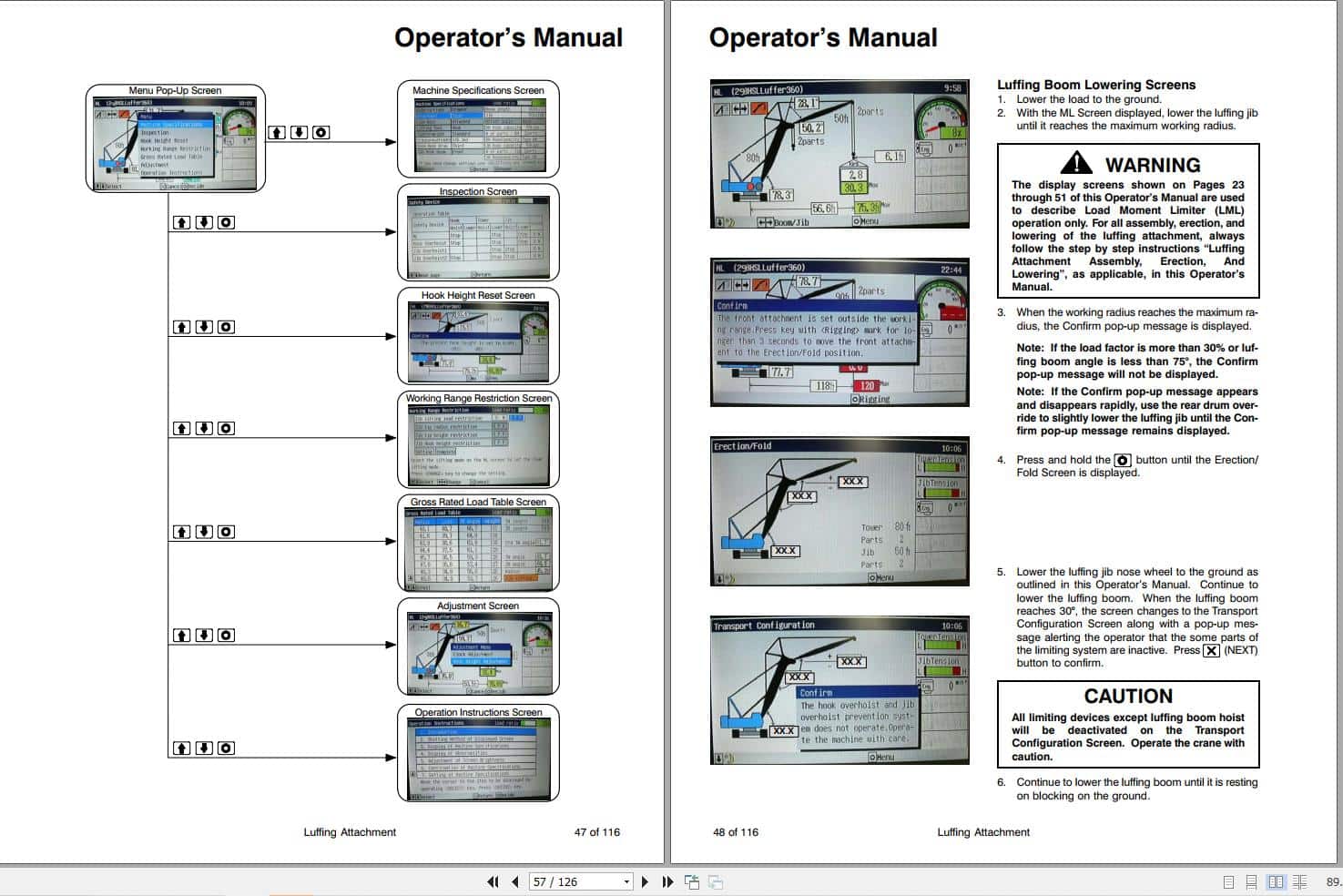 Link Belt Crane 298 HSL Luffering Attachment Operation Manual