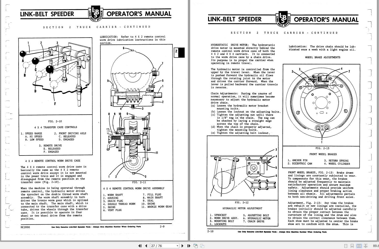 Link Belt Crane HC-2000 Operation Manual 210